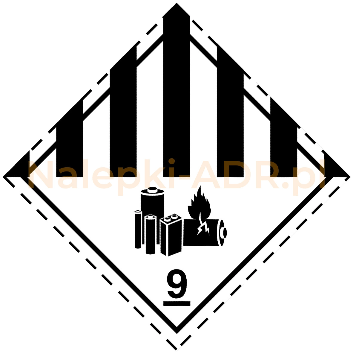 Nalepka ADR nr 9A (klasa 9A) Różne materiały i przedmioty niebezpieczne ...